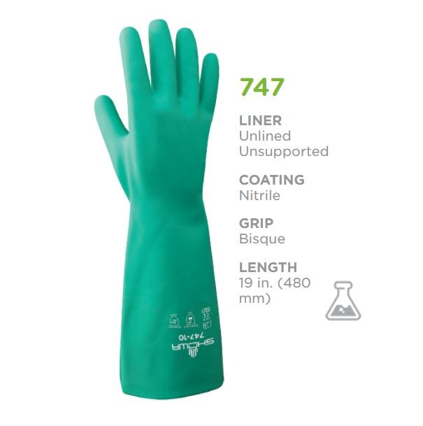 GUANTE SHOWA 747-07 NITRILO 22MIL VERDE 19"