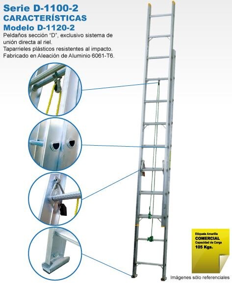 D-1116-2 ESCALERA TELESC. 16P 3,95MT CAP. 105KGS AL PRODALUM